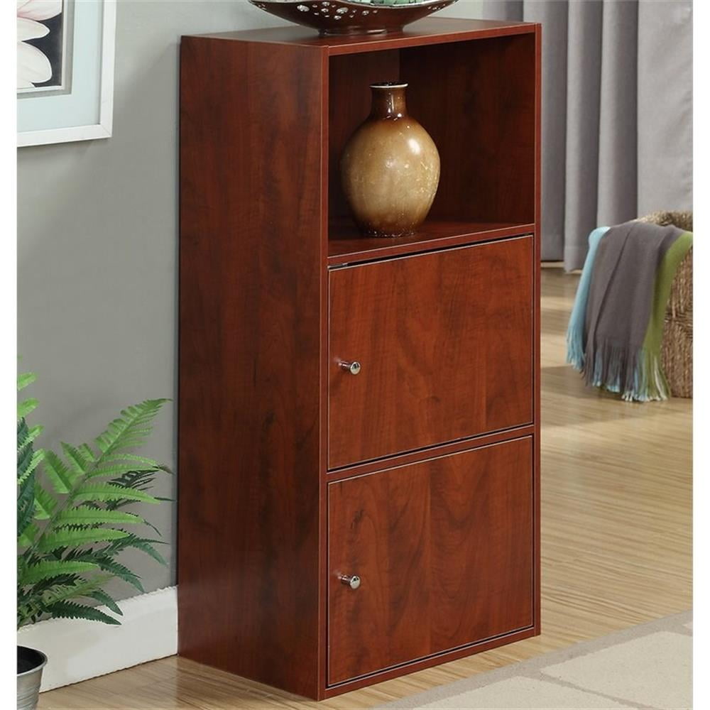 Pemberly Row Two-Door Bookcase in Cherry Wood Finish - Walmart.com