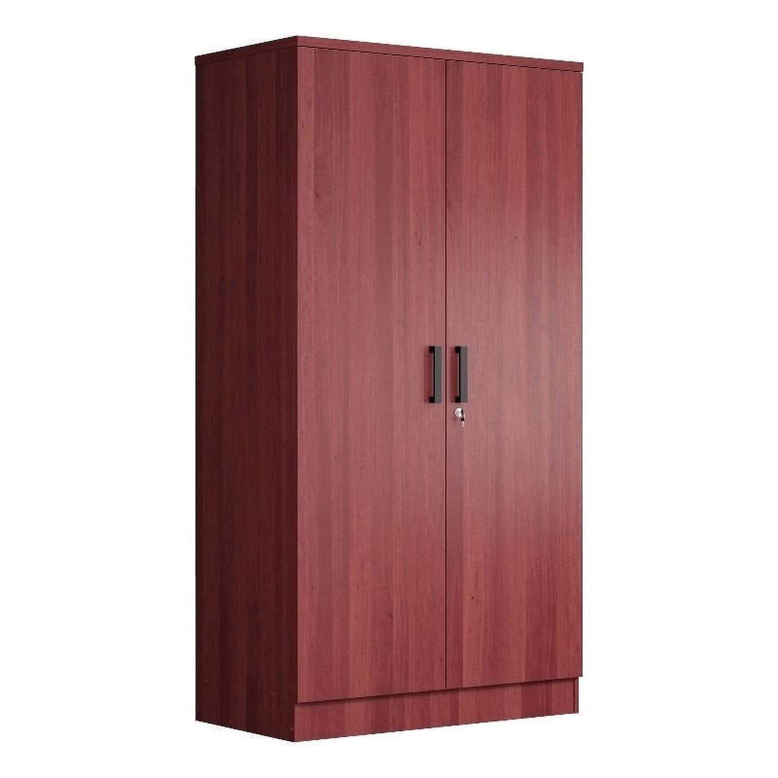 Pemberly Row Two Doors Modern Wood Armoire Wardrobe Cabinet in Mahogany ...
