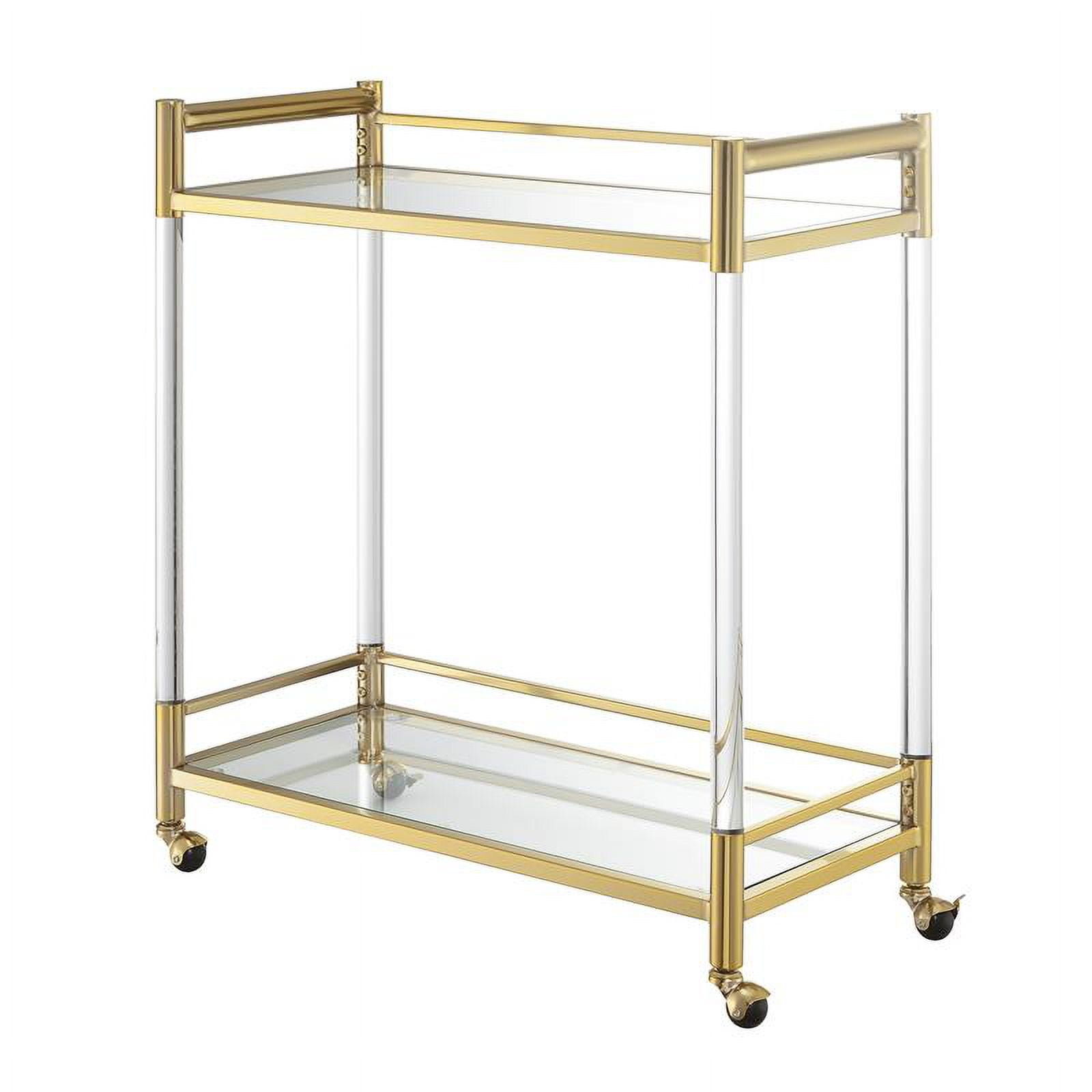 Pemberly Row Two-Tier Acrylic Glass Bar Cart in Clear Glass w/ Gold ...