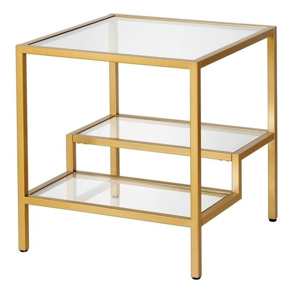 Pemberly Row Two-Tier Modern Metal Side Table in Antique Brass ...