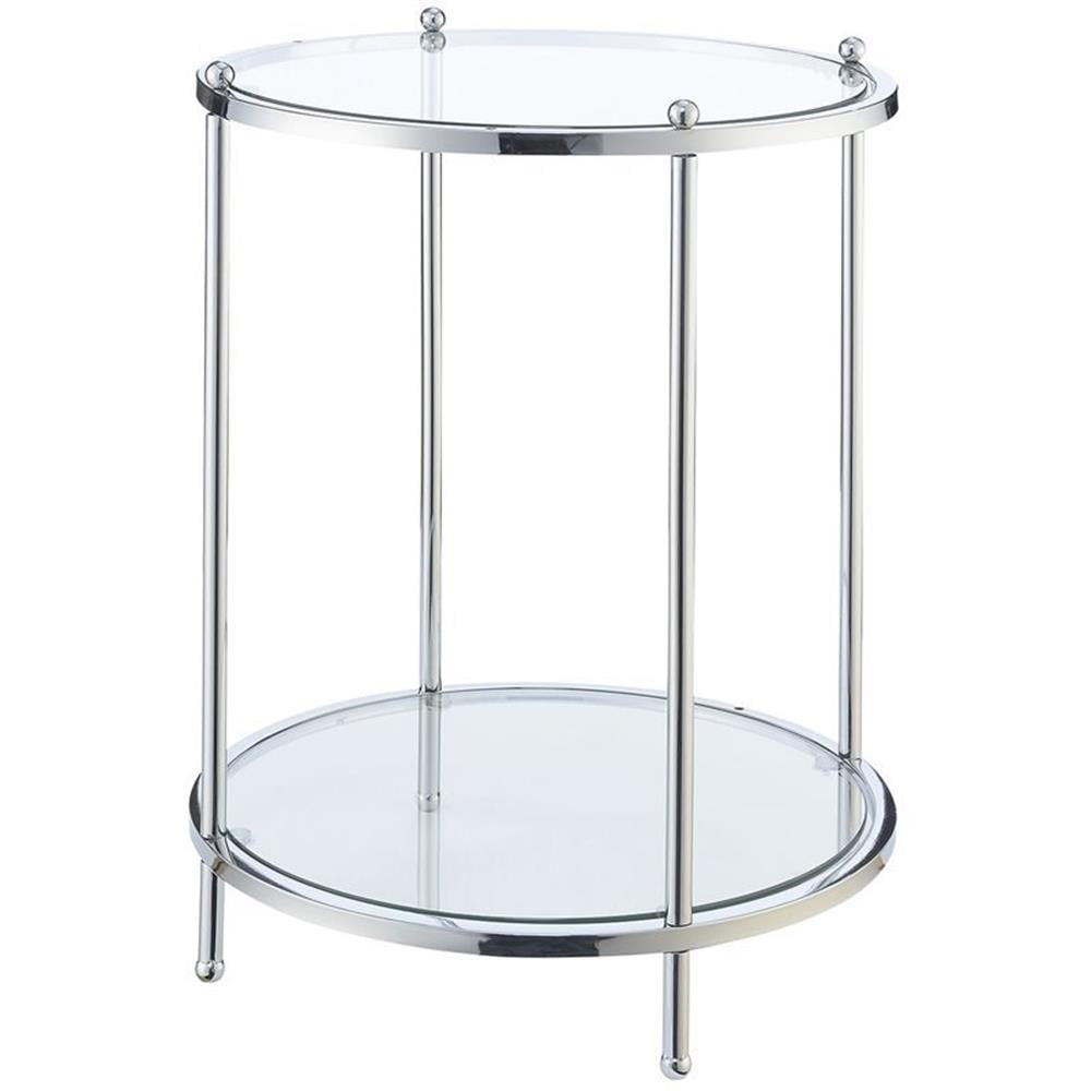 Pemberly Row Two-Tier Round Contemporary Metal End Table in Chrome ...
