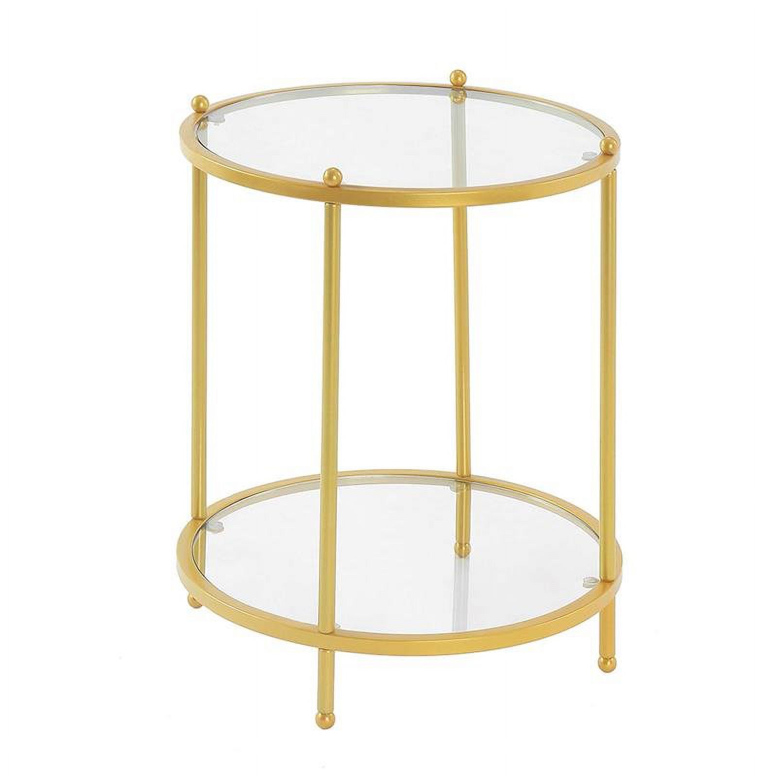 Pemberly Row Two Tier Round Gold Metal End Table With Clear Glass ...