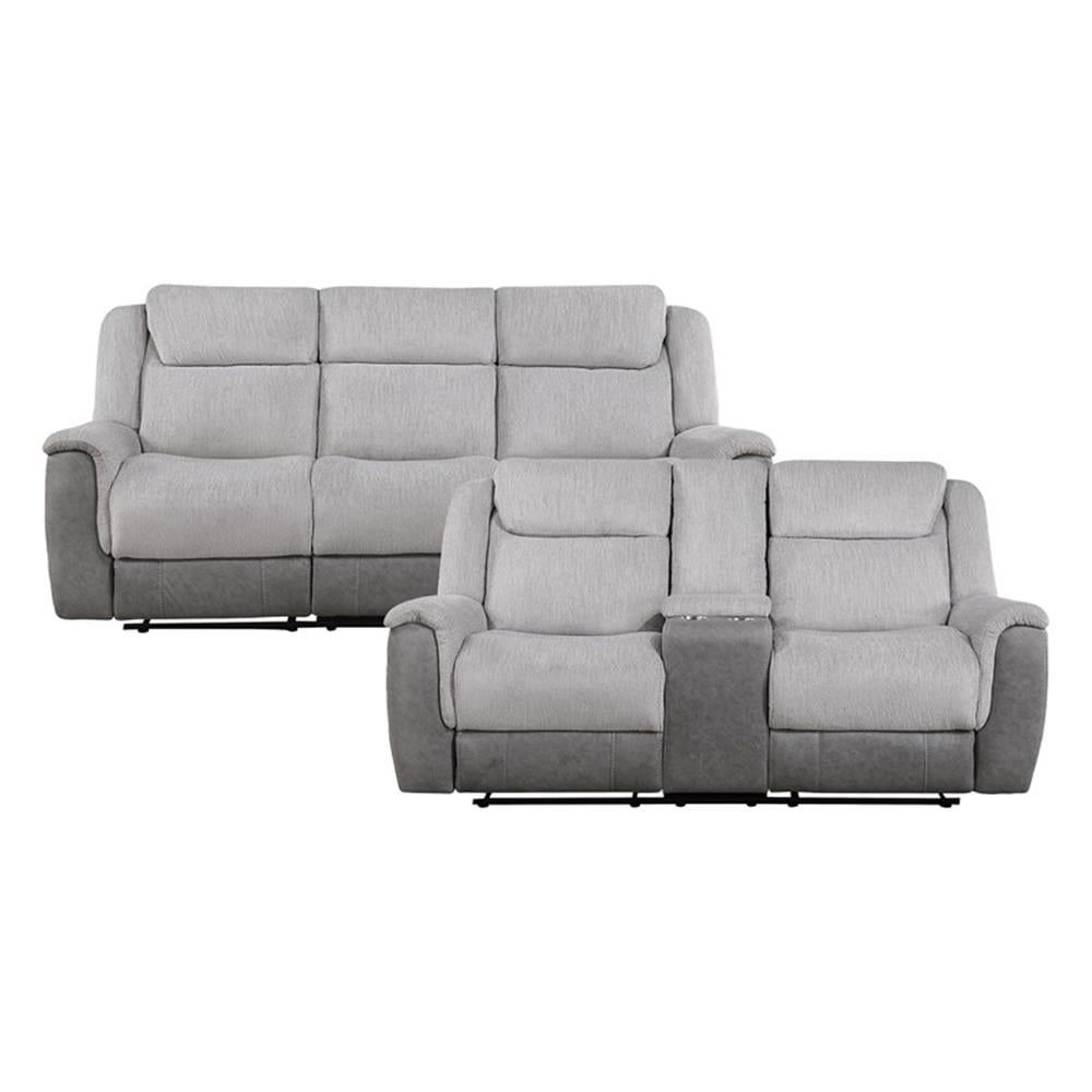 Pemberly Row Two-Tone Chenille 2-Piece Reclining Sofa and Loveseat Set ...
