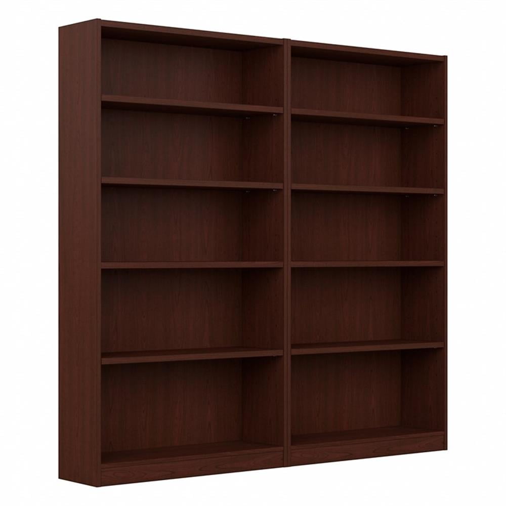 Pemberly Row Universal 5 Shelf Bookcase in Vogue Cherry (Set of 2 ...