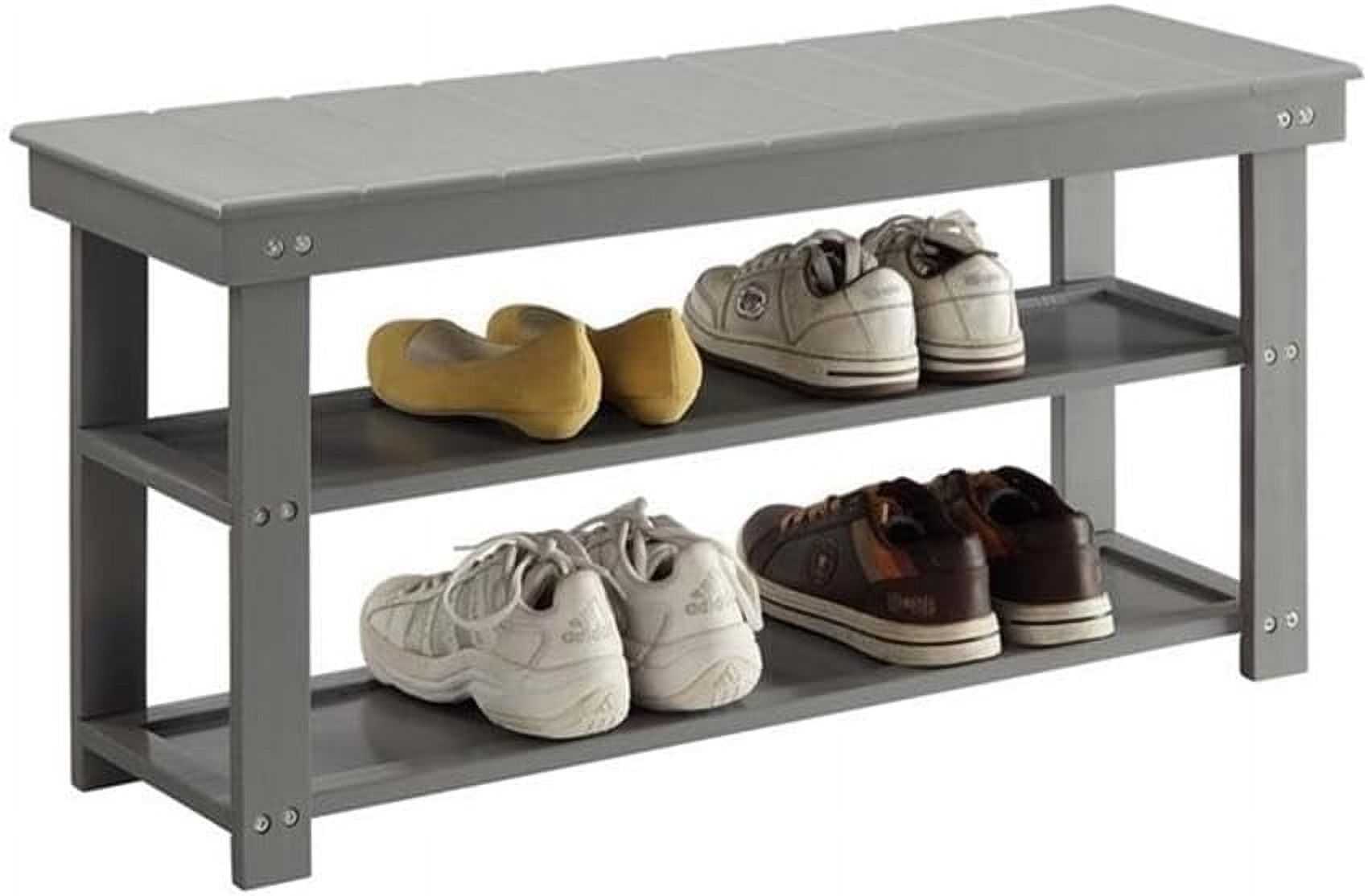 Pemberly Row Utility Mudroom Entryway Bench in Gray Wood Finish ...