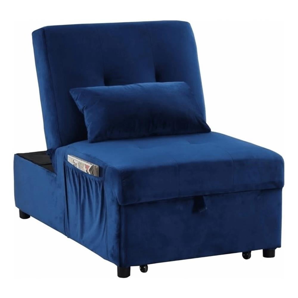 Pemberly Row Velvet Adjustable Sleeper Lounge Chaise in Blue - Walmart.com