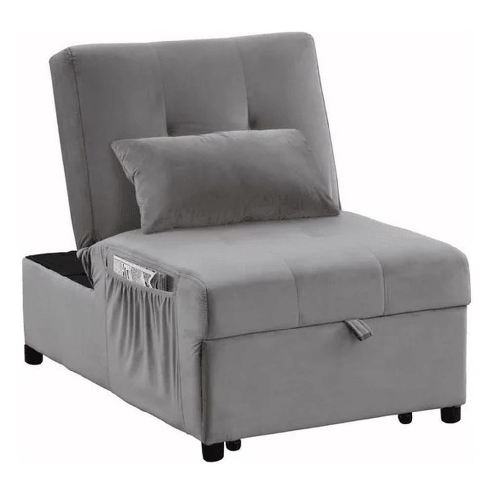 Pemberly Row Velvet Adjustable Sleeper Lounge Chaise in Gray - Walmart.com