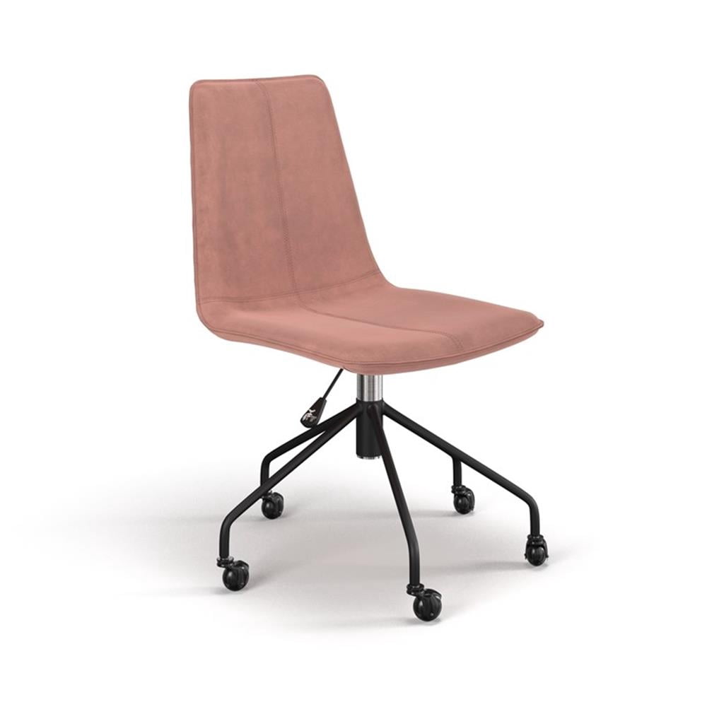 Pemberly Row Velvet Chair Rolling Swivel Task Chair in Blush - Walmart.com
