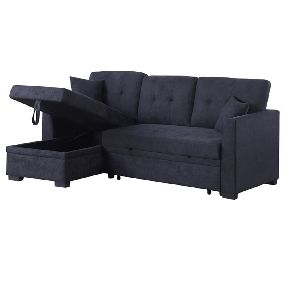 Pemberly Row Velvet Sofa Convertible L-Shaped Sofa Pull Out Sleeper ...