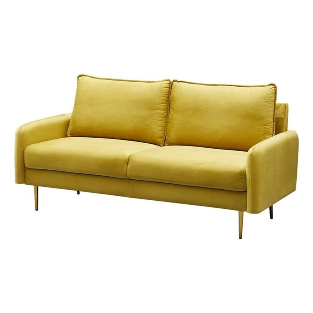 Pemberly Row Velvet Sofa Modern Couch with Metal Legs for Living Room ...