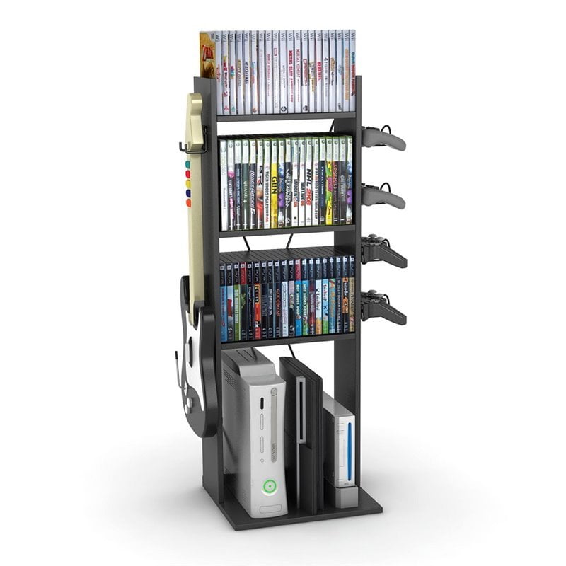 Pemberly Row Video Game Console Organizer, 4-Shelf Media Display Tower ...