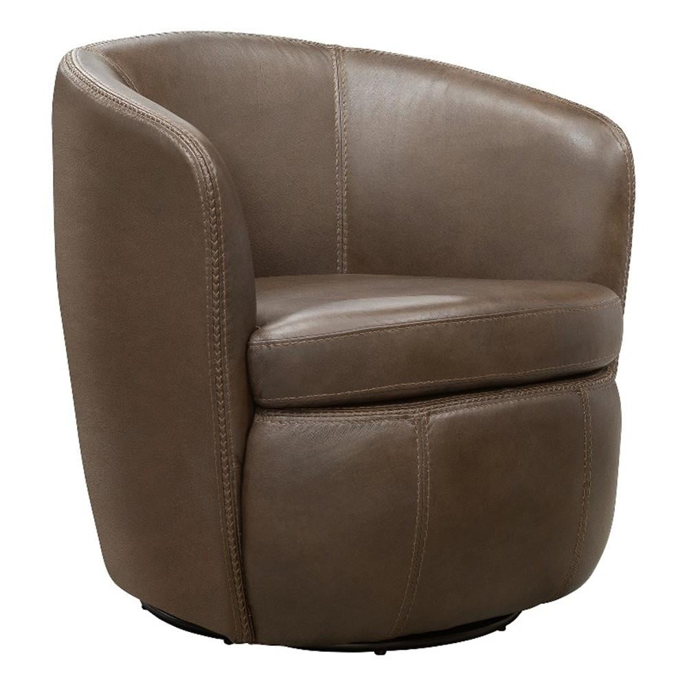 Pemberly Row Vintage Brown All Italian Leather Swivel Club Chair ...