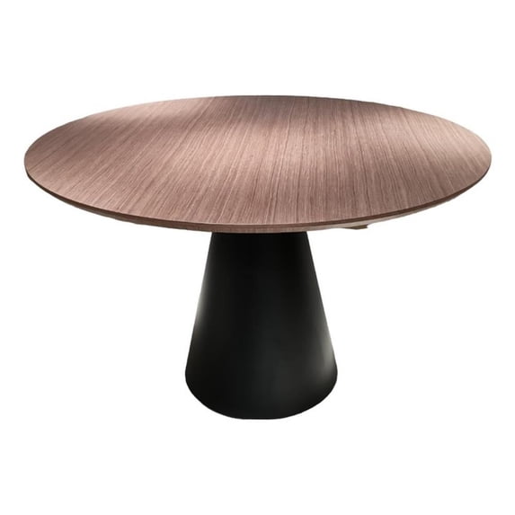 Pemberly Row Walnut Wood Top 48" Round Dining Table with Pedestal Base ...