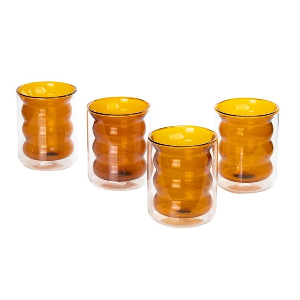 Pemberly Row Waves Transitional Glass Water Glasses in Amber (Set of 4 ...