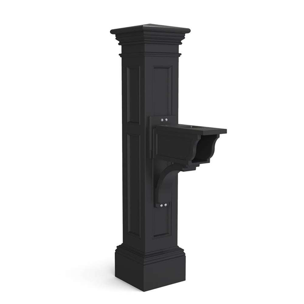 Pemberly Row Weatherproof Traditional Plastic Mail Post in Black ...