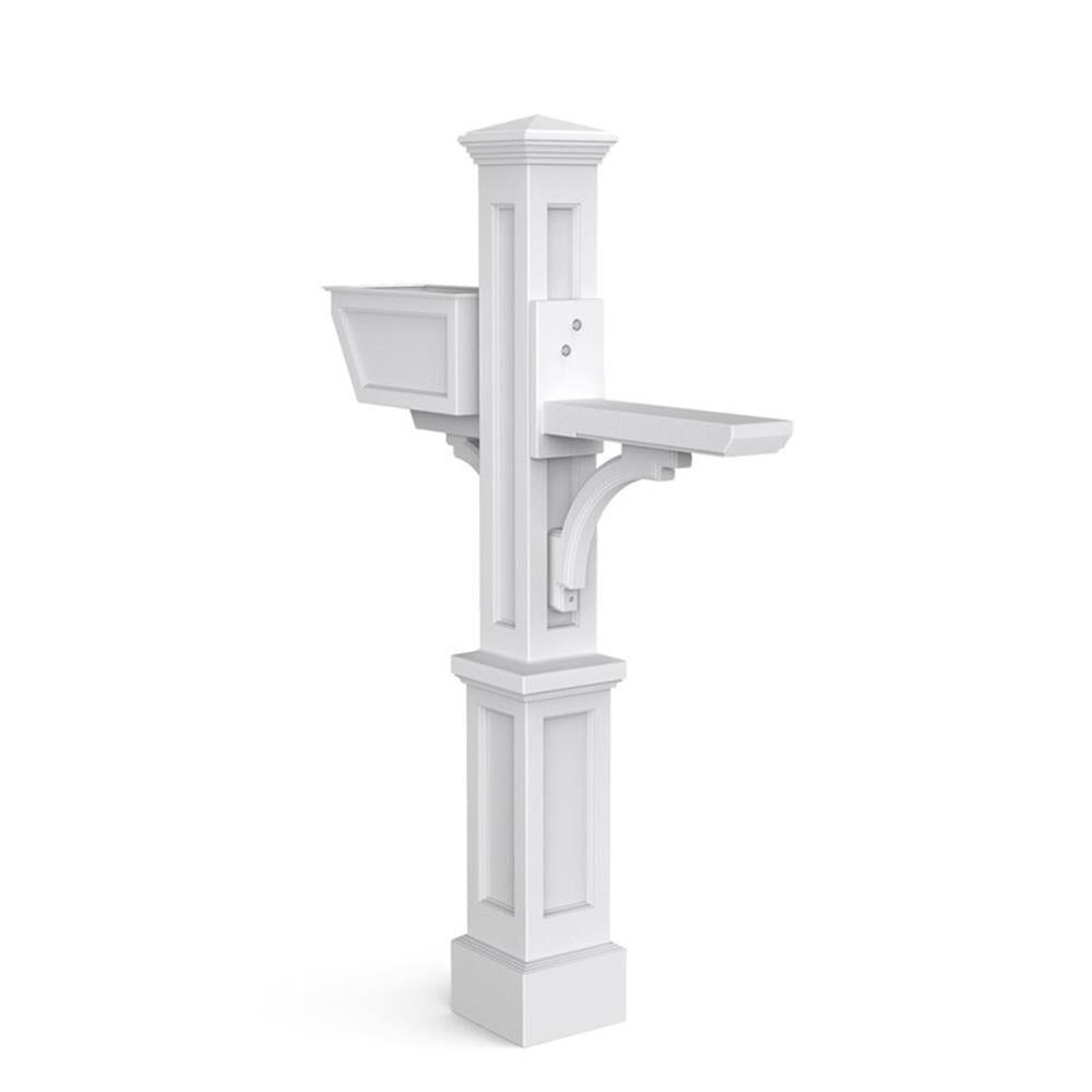 Pemberly Row Weatherproof Traditional Plastic Mail Post in White ...