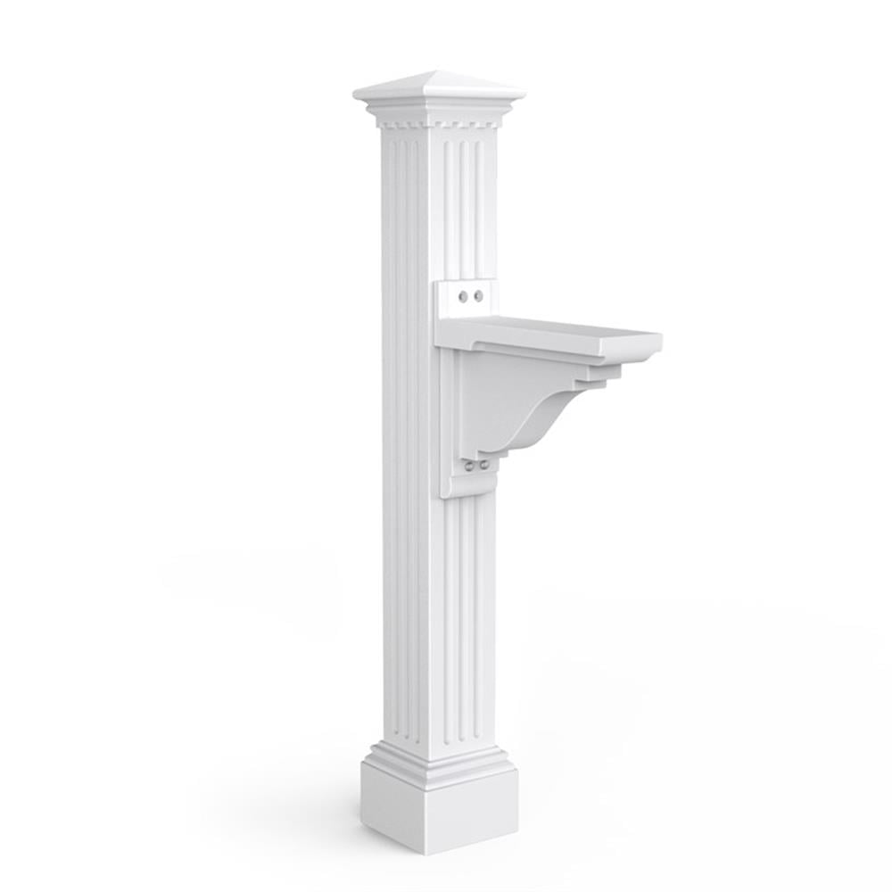 Pemberly Row Weatherproof Traditional Plastic Mail Post in White ...