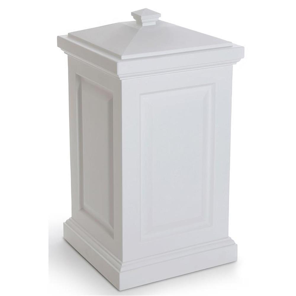 Pemberly Row Weatherproof Traditional Plastic Waste Bin in White ...