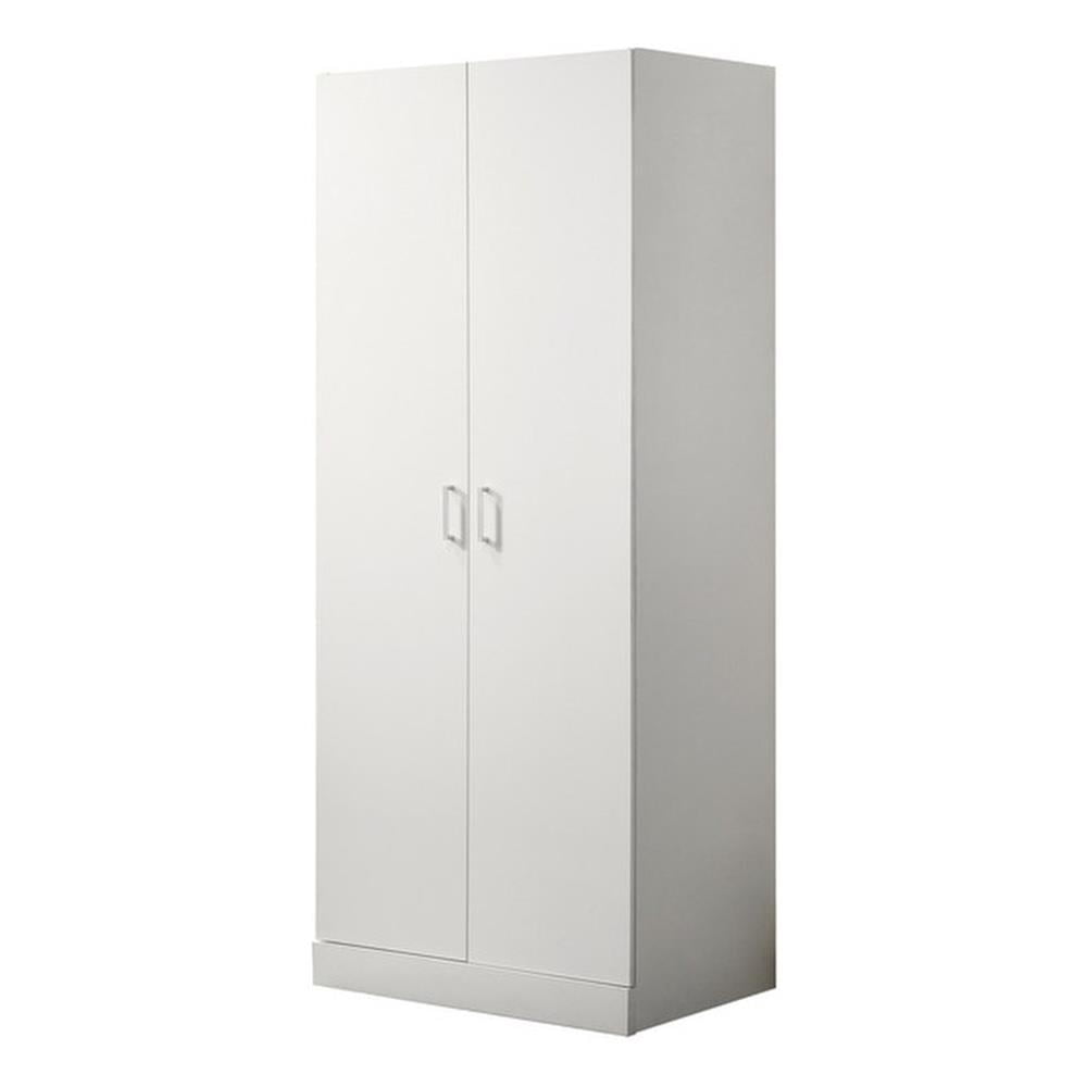 Pemberly Row White Engineered Wood Double Door Wardrobe Cabinet Armoire ...
