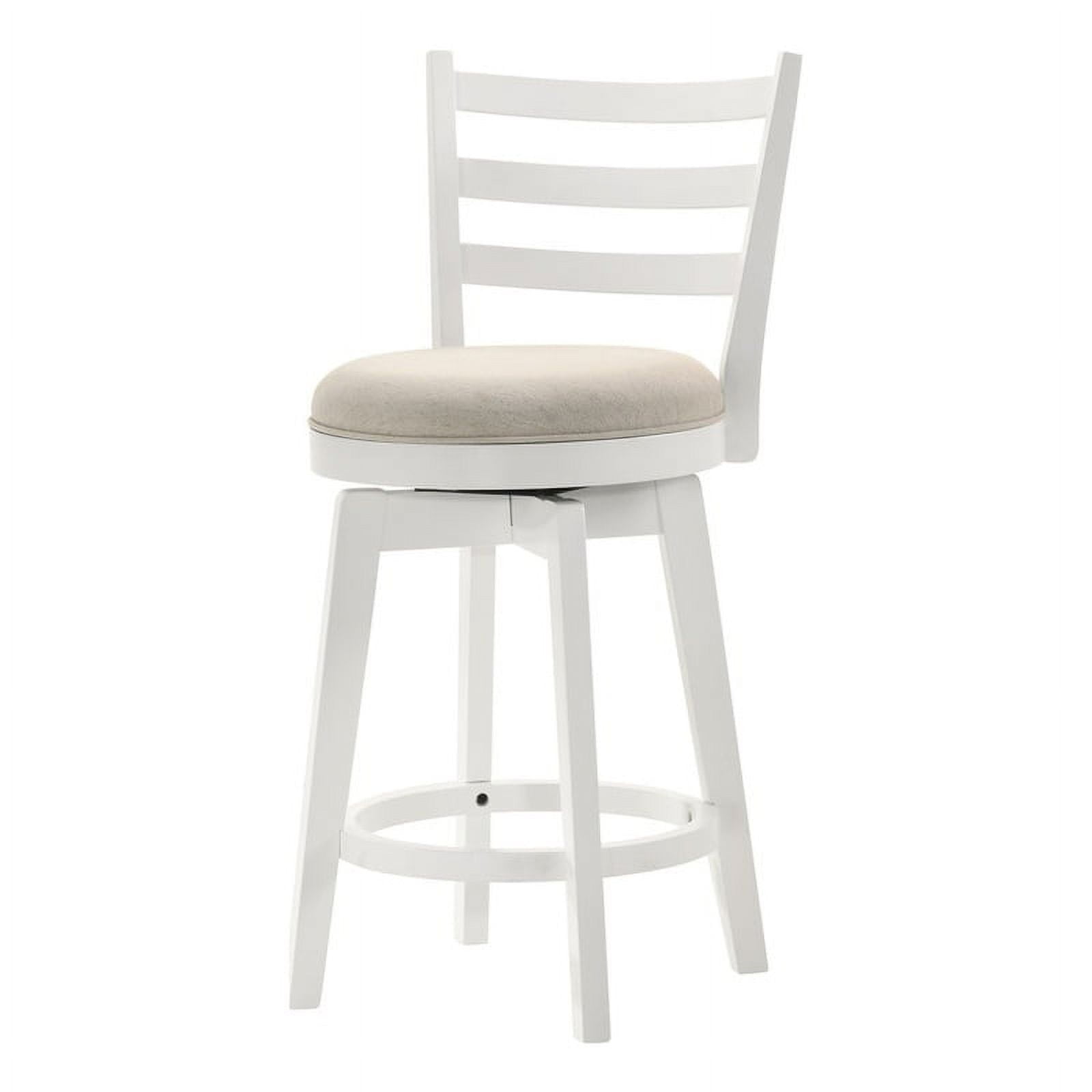 Pemberly Row White Wood Ladder Back Counter Height Swivel Chair ...