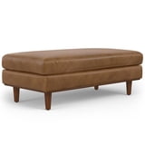 Pemberly Row Wide Century Rectangular Ottoman - Caramel Brown Genuine ...