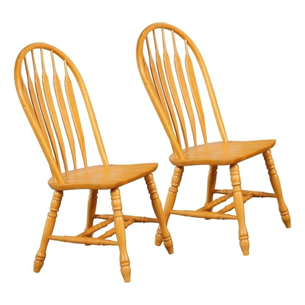 Pemberly Row Windsor Dining Side Chairs in Light Oak Solid Wood (Set of ...