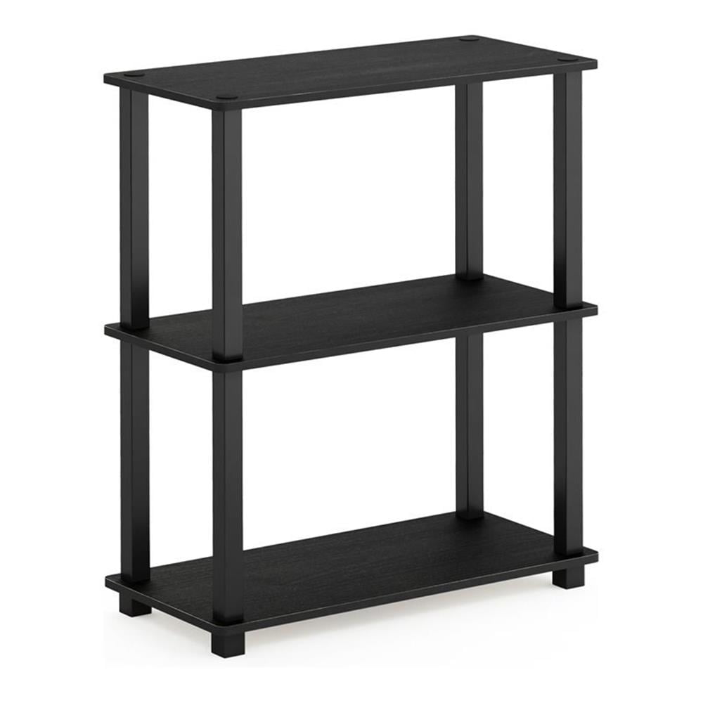Pemberly Row Wood 3-Tier Compact Shelf Display Rack in Americano Black ...