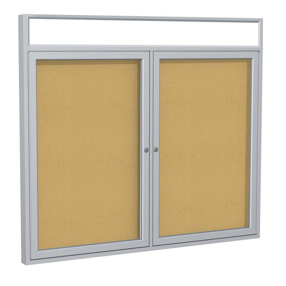 Pemberly Row Wood 36"x60" 2 Door Enclosed Headliner Bulletin Board in ...