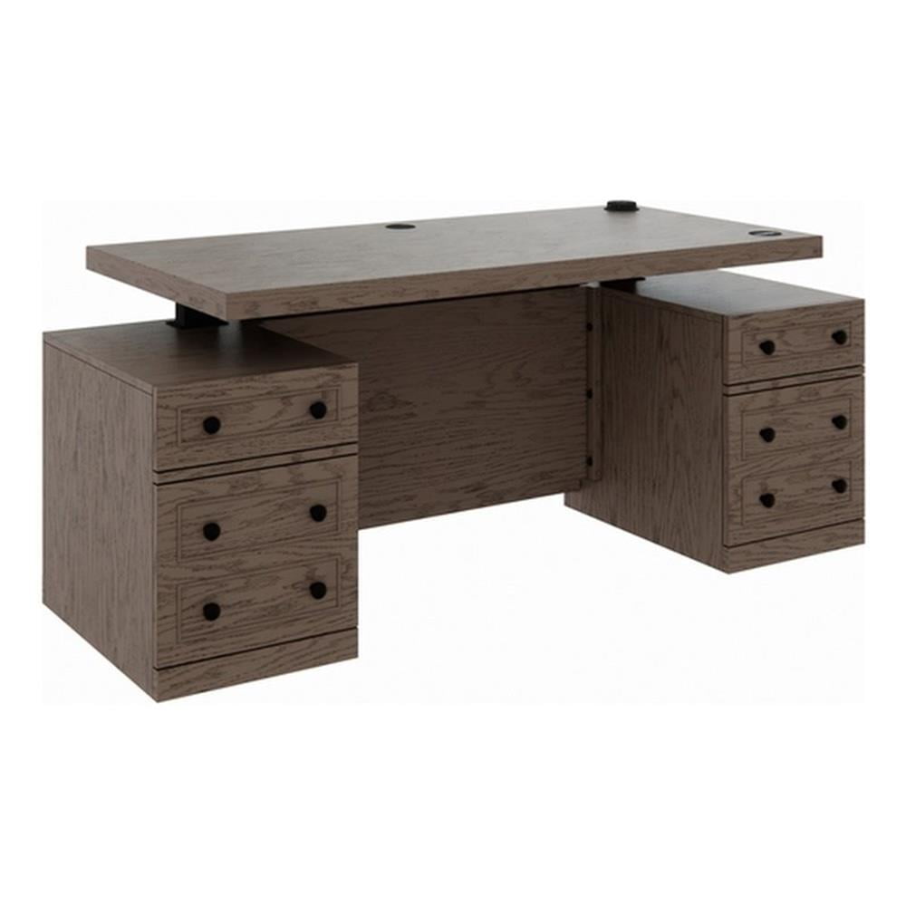 Pemberly Row Wood Adjustable Height Sit-Stand Storage Desk with Drawers ...