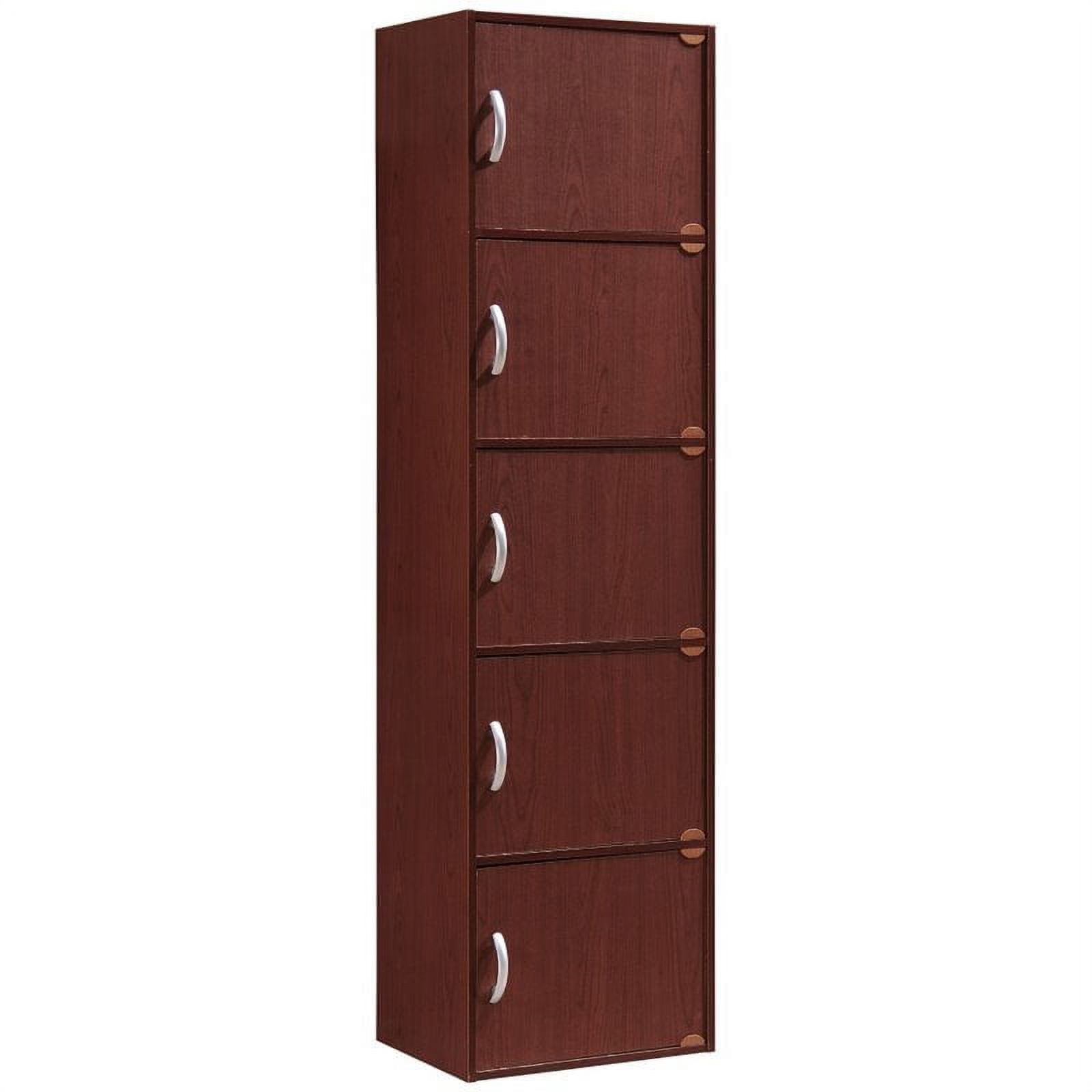 Pemberly Row Wood Bookcase with 5 Door/5 Shelf in Mahogany - Walmart.com