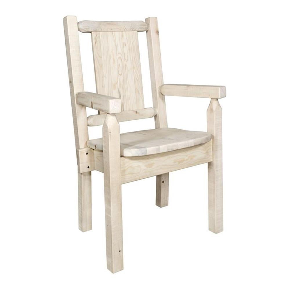 Pemberly Row Wood Captain's Chair with Elk Design in Natural - Walmart.com