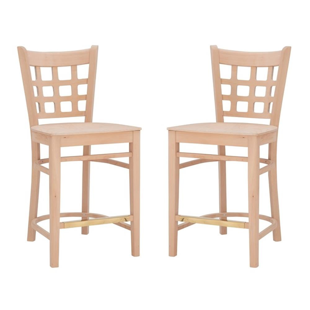 Pemberly Row Wood Commercial Grade Set of Two Counter Stools in Unfinish Natural - Walmart.com