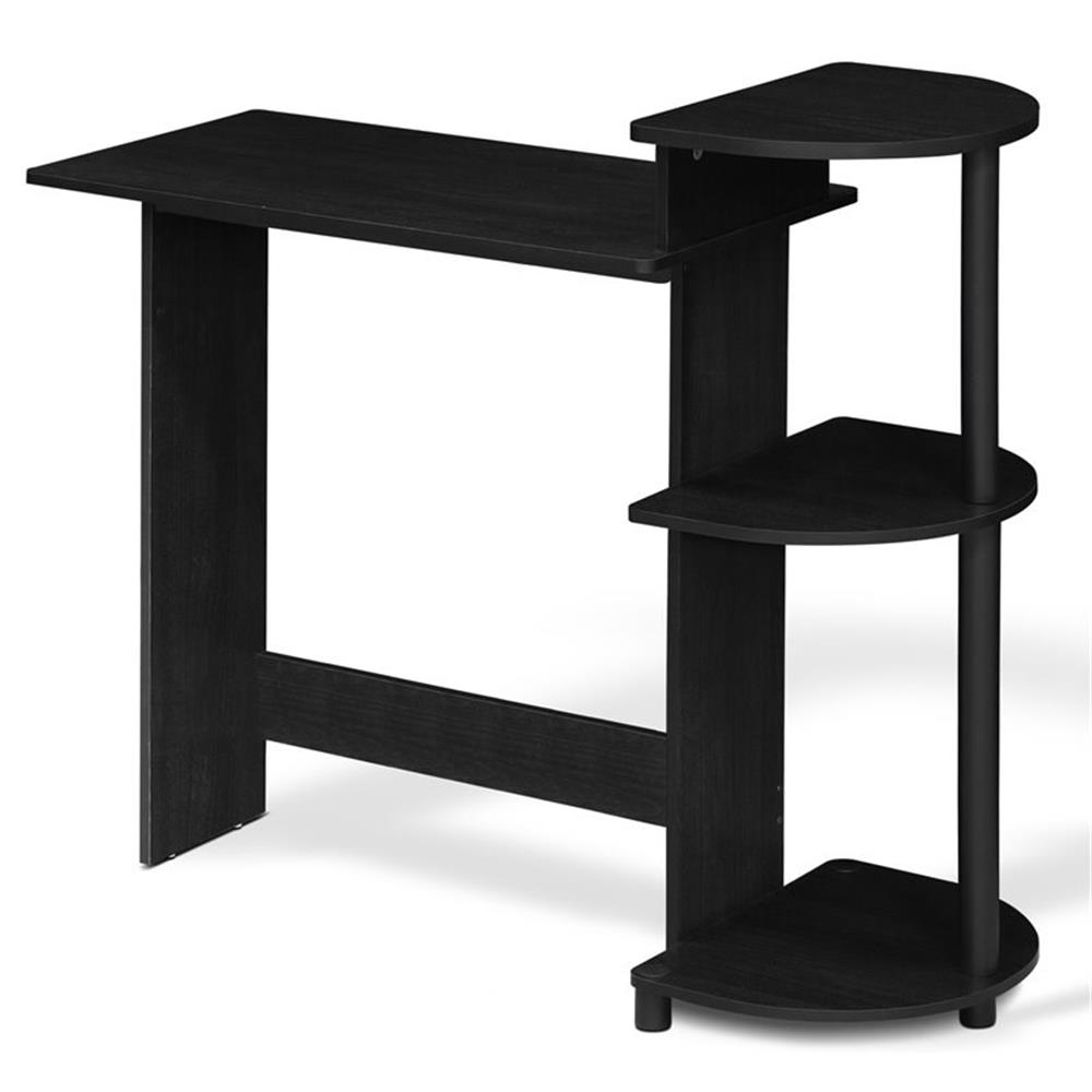 Pemberly Row Wood Compact Computer Desk with Shelves in Americano Black ...