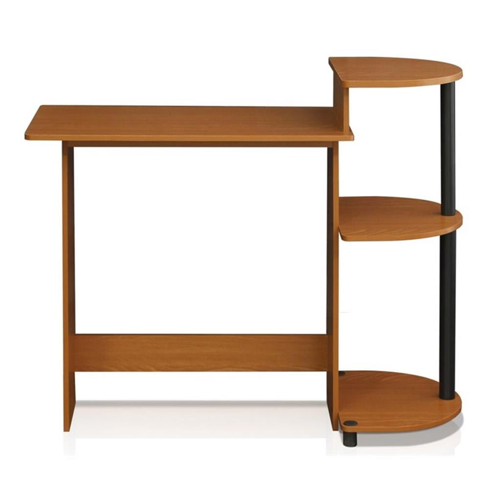 Pemberly Row Wood Compact Computer Desk with Shelves in Light Cherry ...
