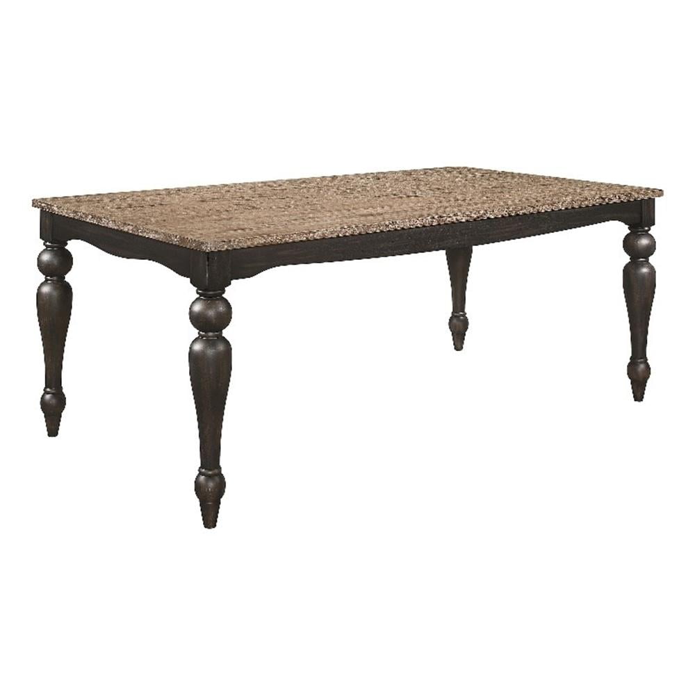 Pemberly Row Wood Dining Table Brown Brushed and Charcoal Sandthrough ...