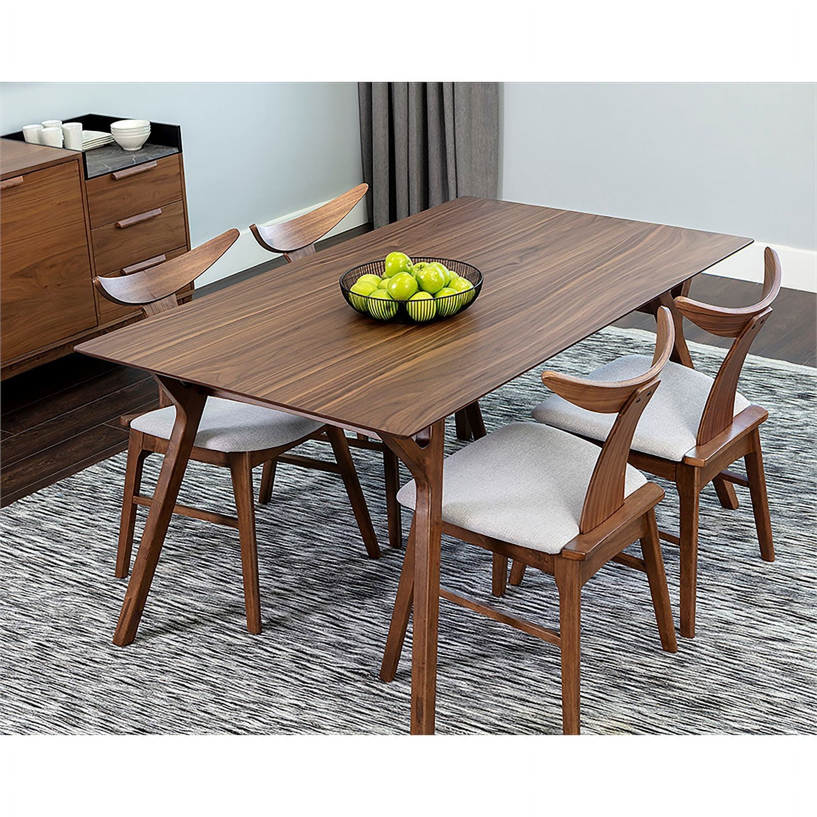 Pemberly Row Wood Dining Table Set w/ 4-Dining Chair in Light Gray ...
