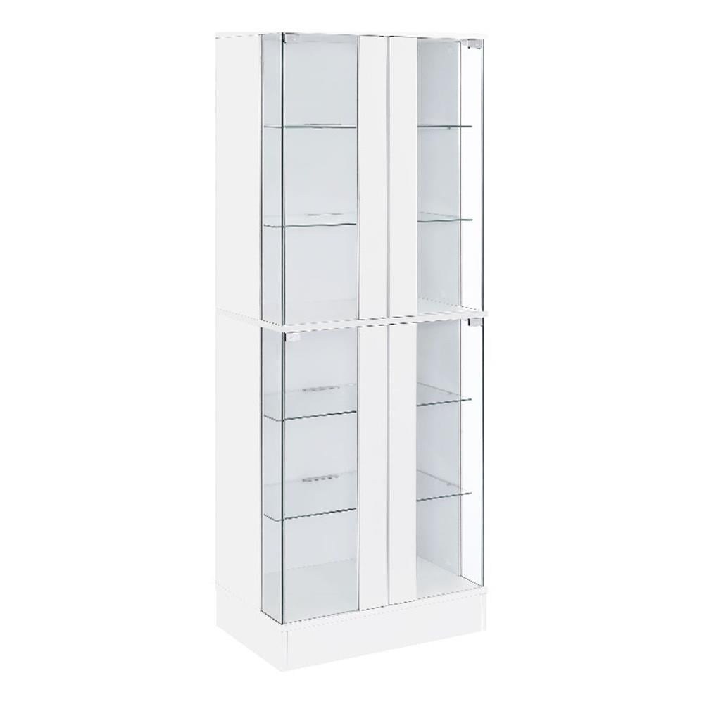 Pemberly Row Wood Display Case Curio Cabinet with LED Lighting White High Gloss - Walmart.com