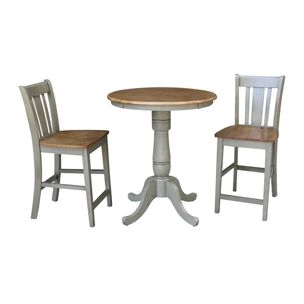 Pemberly Row Wood Distressed Hickory/Stone Counter Height Table With 2 ...