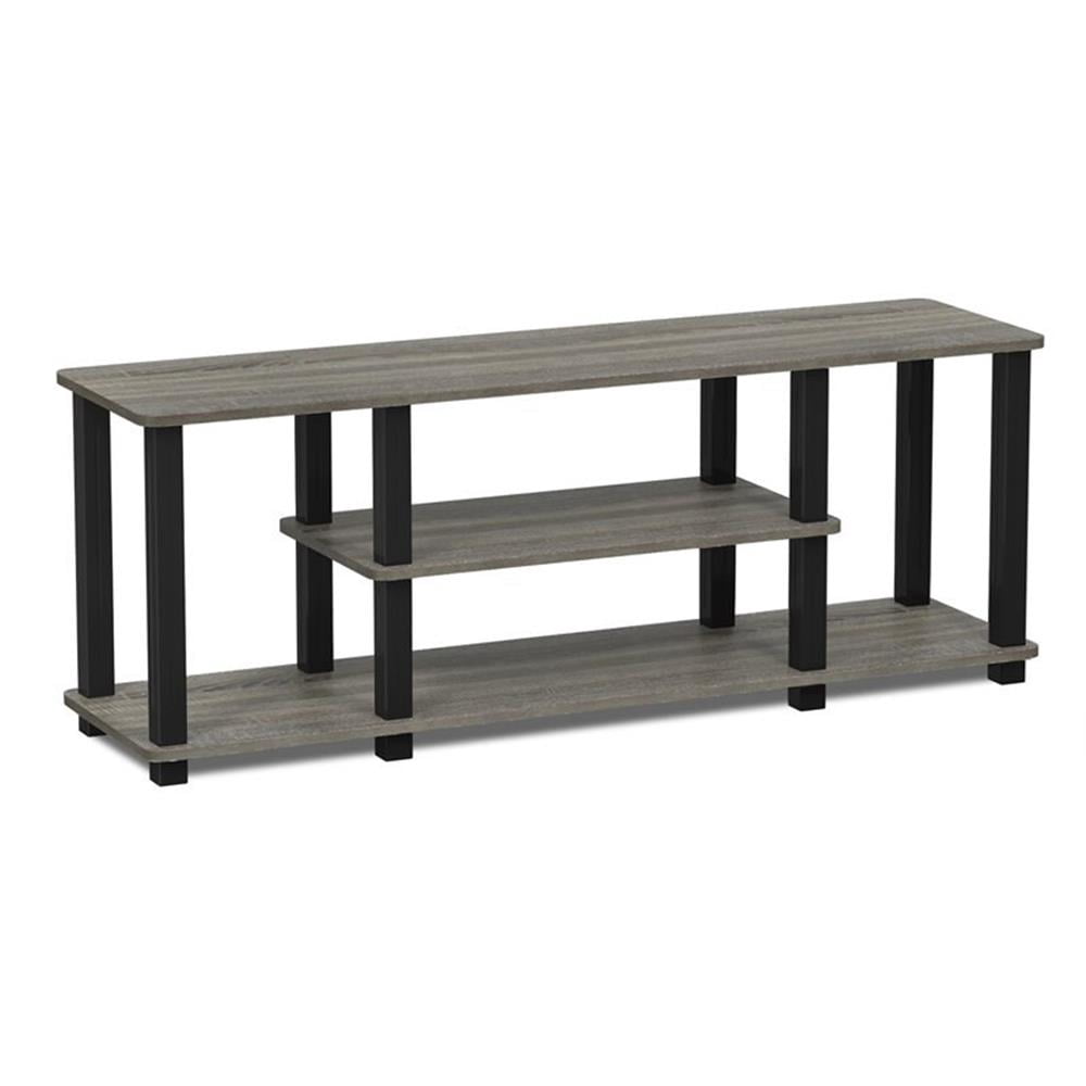 Pemberly Row Wood Entertainment TV Stand for TV up to 50" in Gray/Black ...