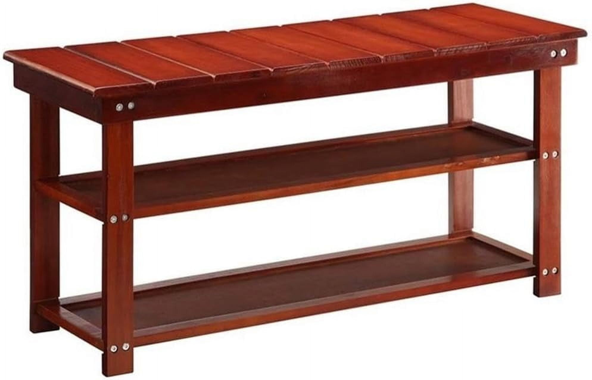 Pemberly Row Wood Entryway with Additional Seating and Two Lower Storage Shelves in Cherry ...