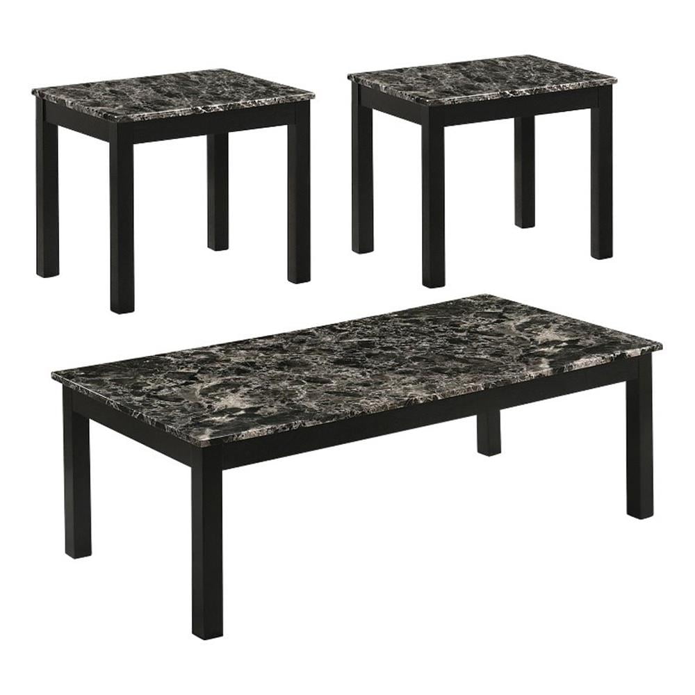 Pemberly Row Wood Faux Marble Top Rectangle 3-piece Occasional Table ...