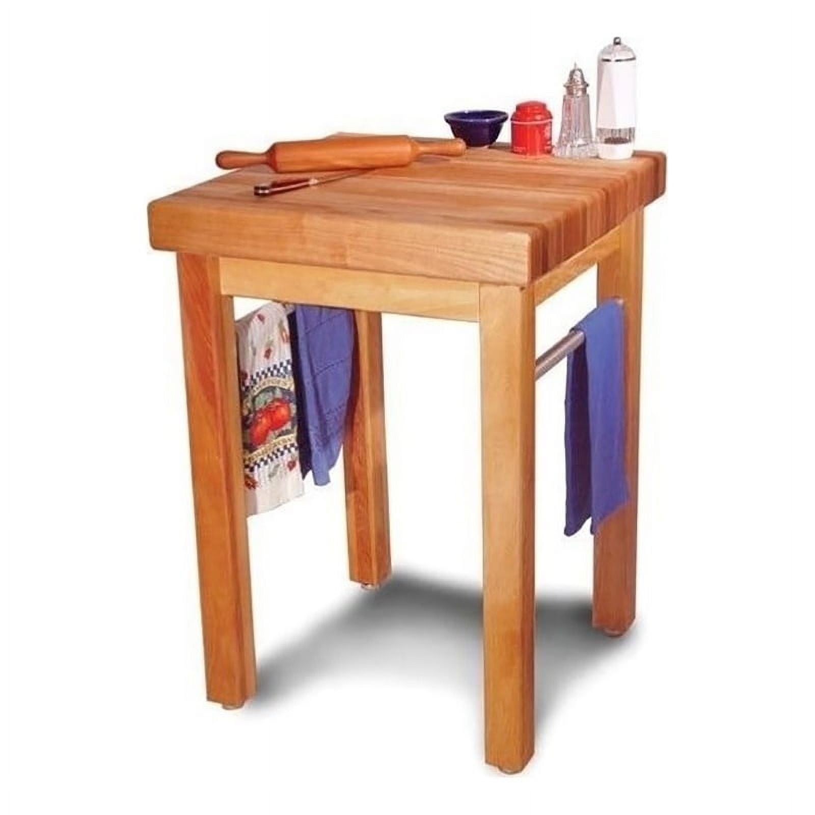Pemberly Row Wood French Country Butcher Block Work Table in Natural ...