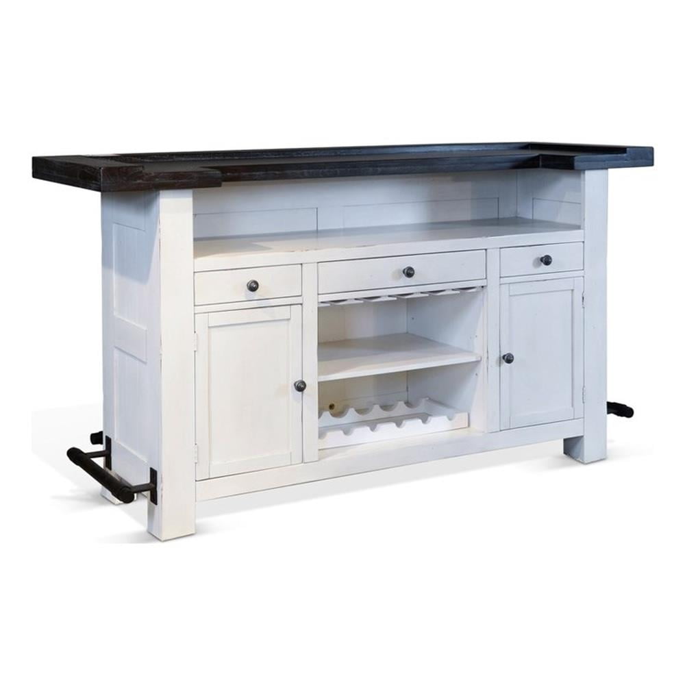 Pemberly Row Wood Home Bar with 2 Shelves and 3 Drawers in Espresso ...
