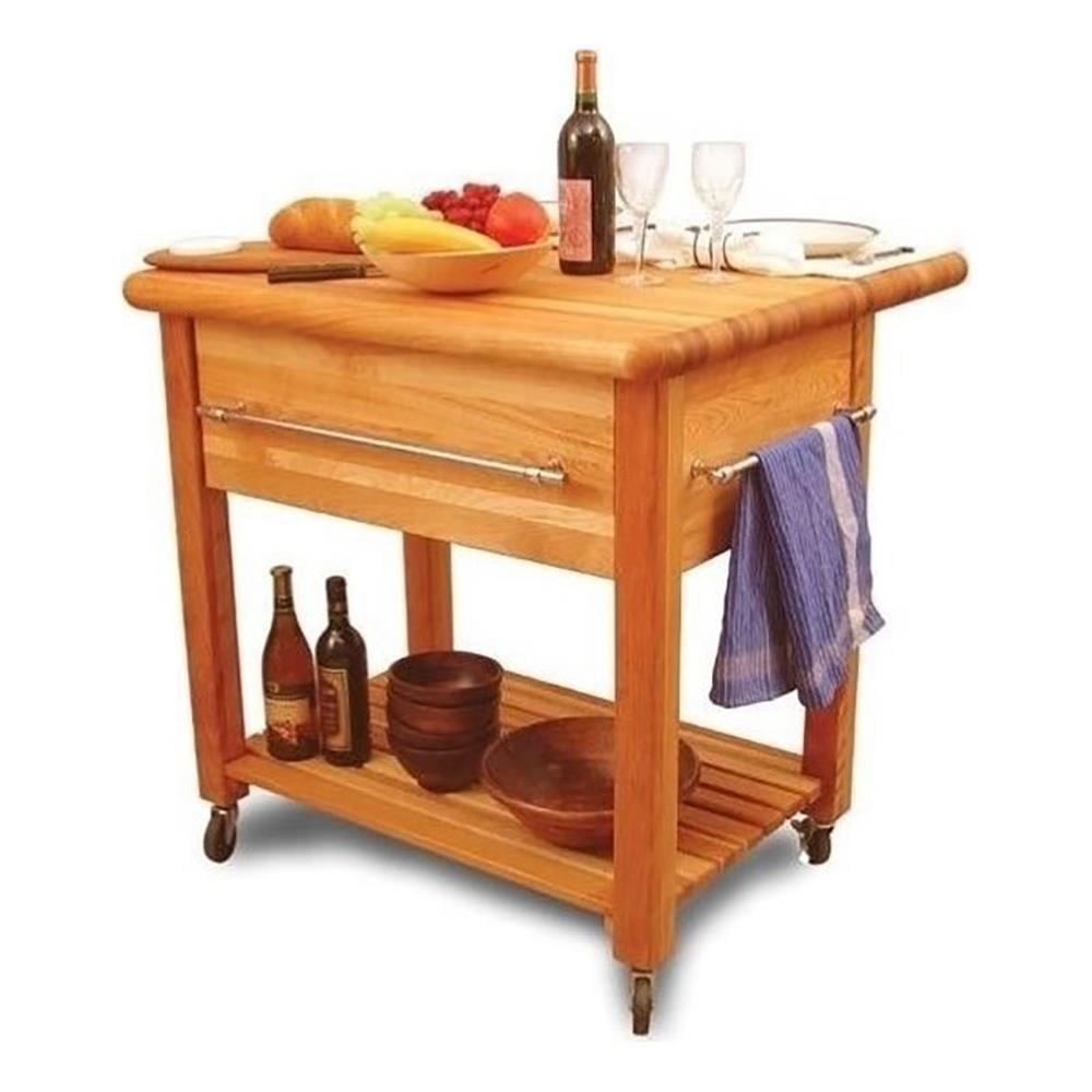 Pemberly Row Wood Island Butcher Block Work Center in Natural - Walmart.com