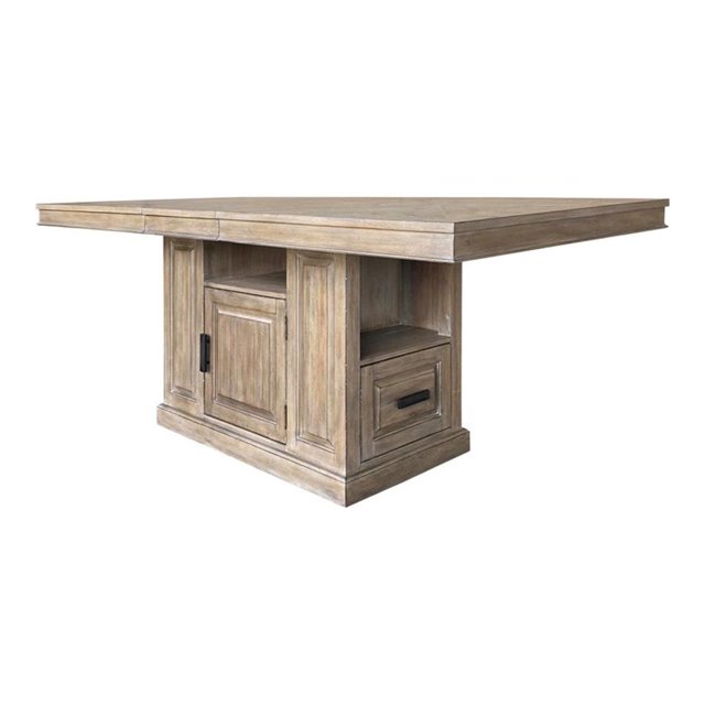 Pemberly Row Wood Island Counter Height Extendable Table in Brown ...