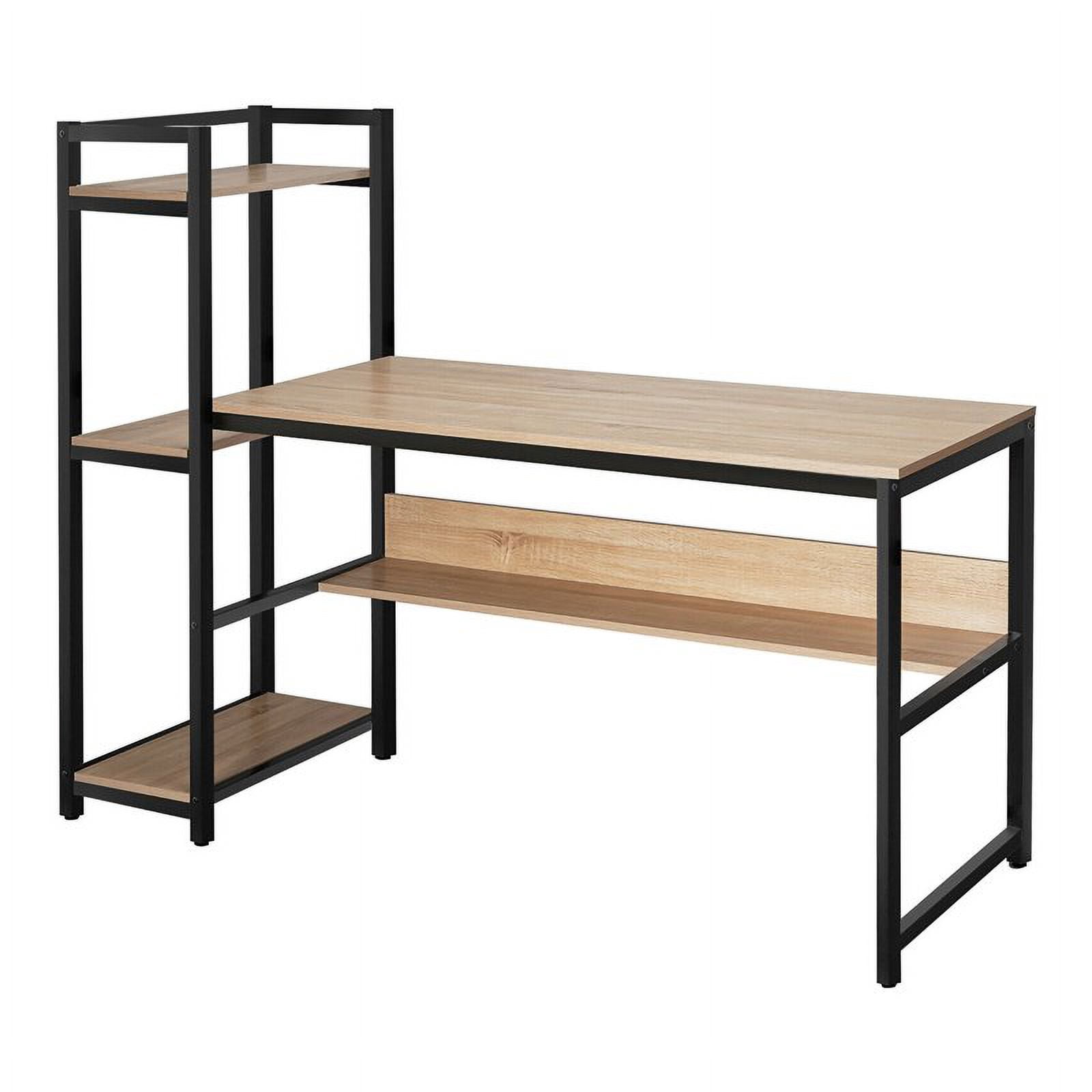 Pemberly Row Wood Multifunction Computer Desk w/ 4-tier Storage shelves ...