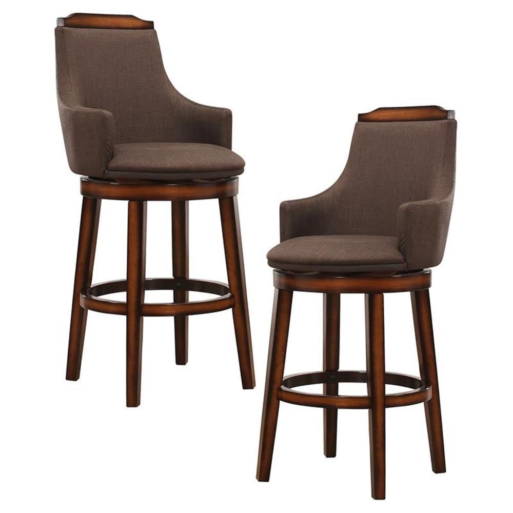 Pemberly Row Wood Pub Height Swivel Bar Stool in Burnished Oak (Set of ...