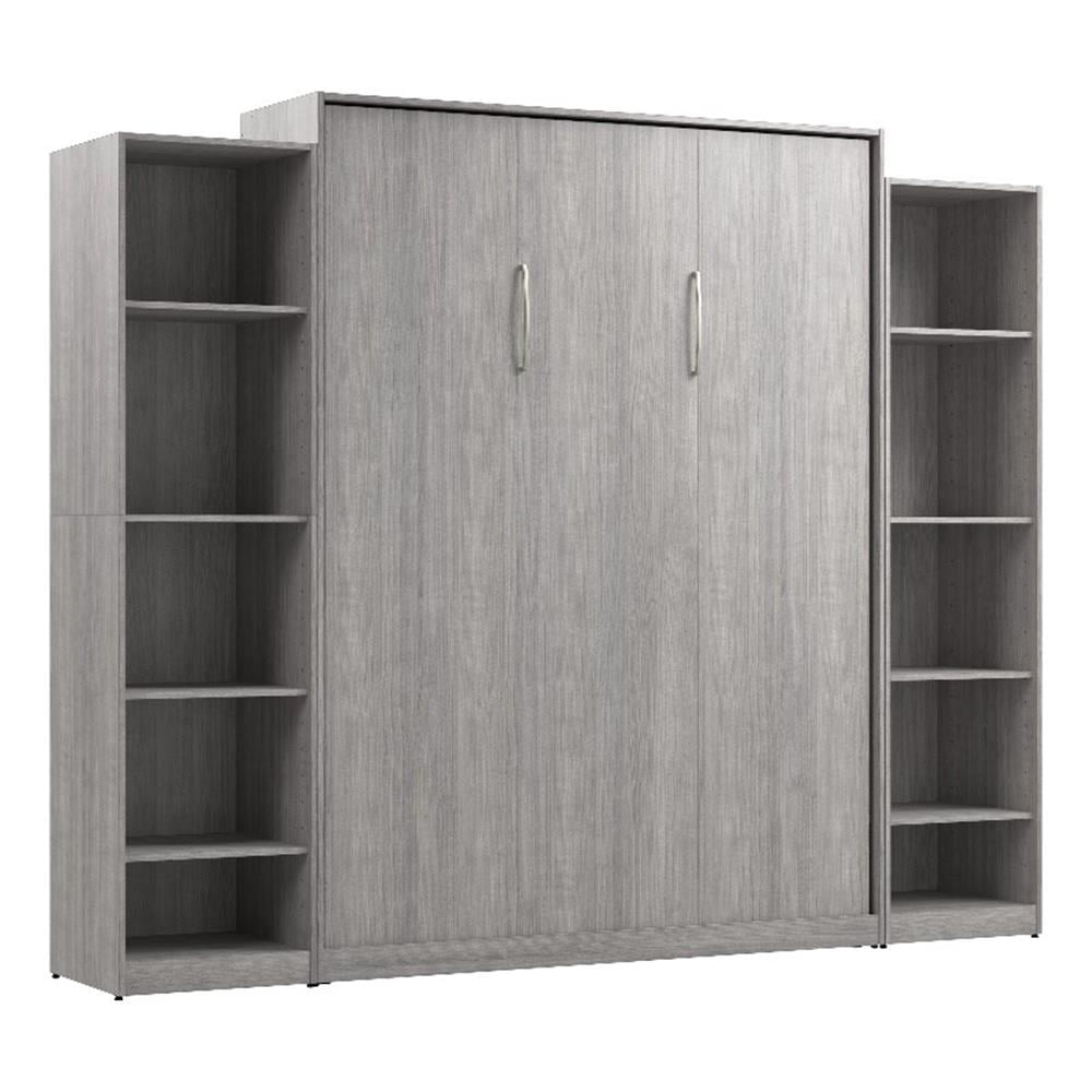 Pemberly Row Wood Queen Murphy Bed with Closet Organizers in Gray ...