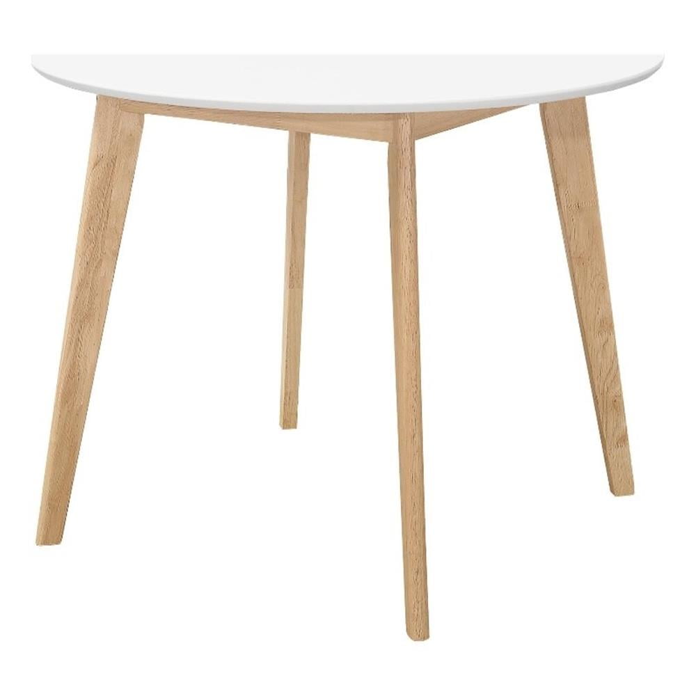 Pemberly Row Wood Round Dining Table Matte White and Natural Oak ...