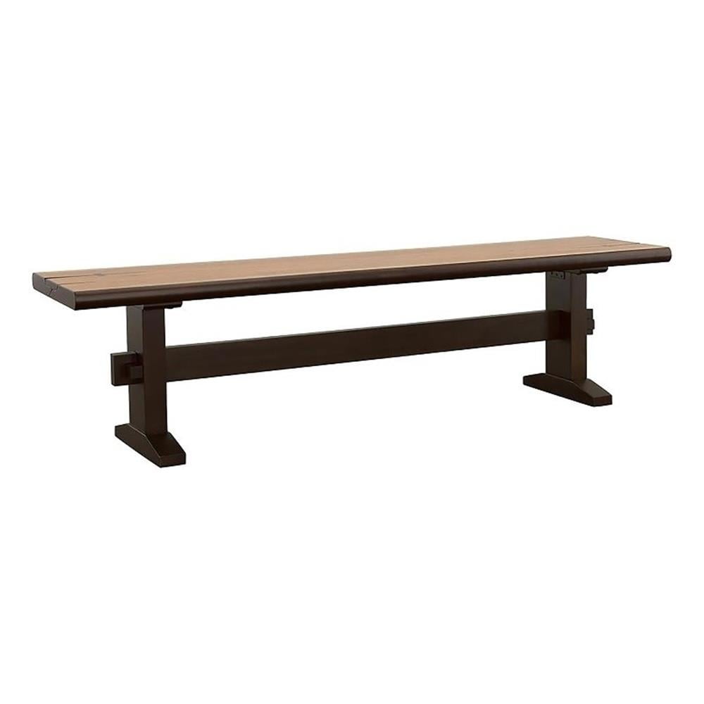 Pemberly Row Wood Trestle Bench in Natural Honey and Espresso - Walmart.com